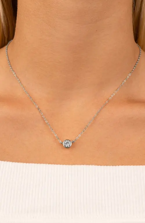Sterling Forever Round Cubic Zirconia Pendant Necklace - Silver