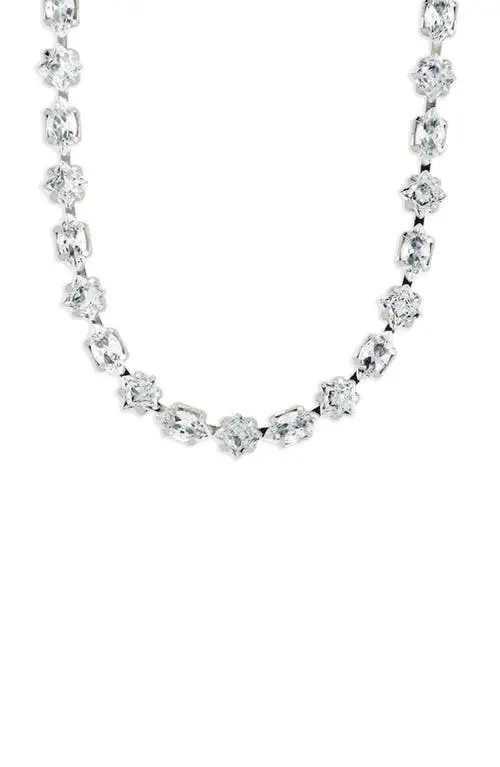 Sterling Forever Geo Cubic Zirconia Tennis Necklace - Silver