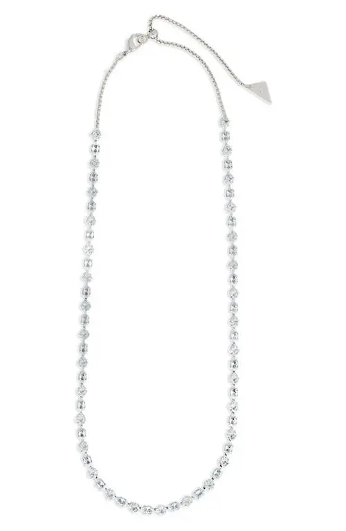 Sterling Forever Geo Cubic Zirconia Tennis Necklace - Silver