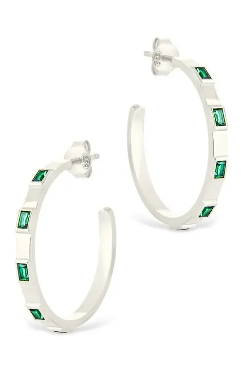 Sterling Forever Asher Cubic Zirconia Hoop Earrings