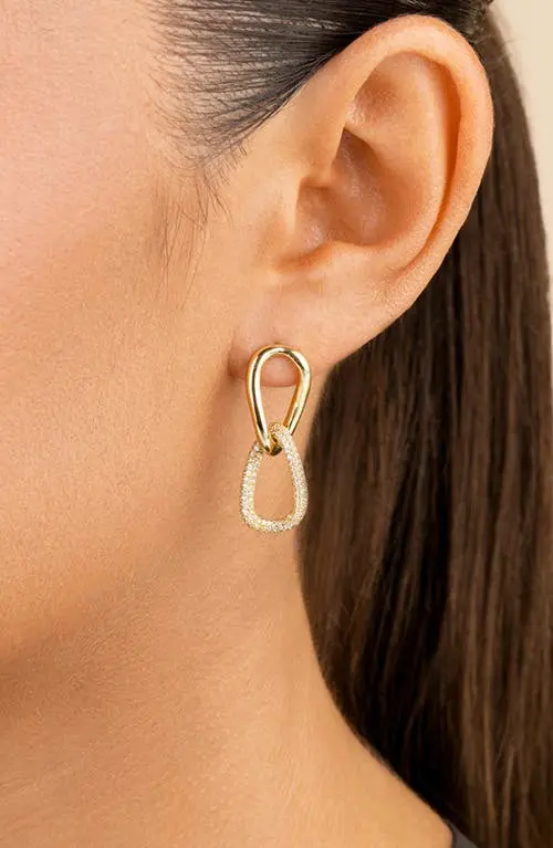 Sterling Forever Taissa Cubic Zirconia Chain Drop Earrings - Gold