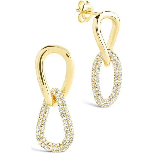 Sterling Forever Taissa Cubic Zirconia Chain Drop Earrings - Gold