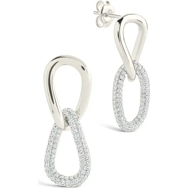 Sterling Forever Taissa Cubic Zirconia Chain Drop Earrings - Silver