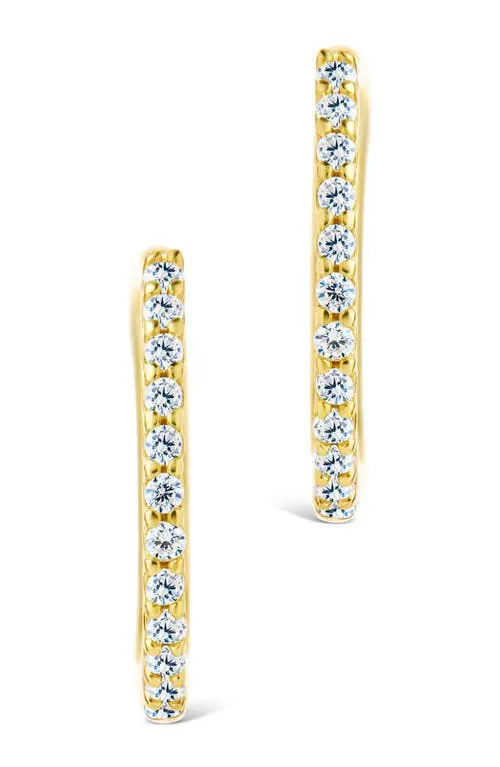 Sterling Forever Pavé Cubic Zirconia Micro Huggie Hoop Earrings - Gold