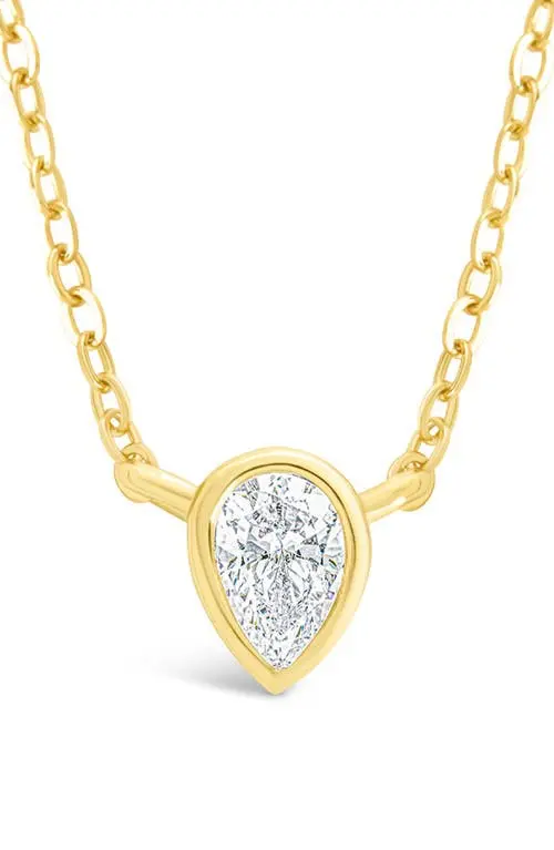 Sterling Forever Pear Cut Cubic Zirconia Pendant Necklace - Gold