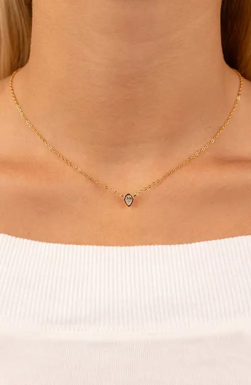 Sterling Forever Pear Cut Cubic Zirconia Pendant Necklace - Gold