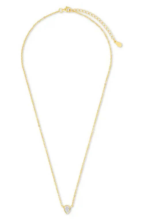 Sterling Forever Pear Cut Cubic Zirconia Pendant Necklace - Gold