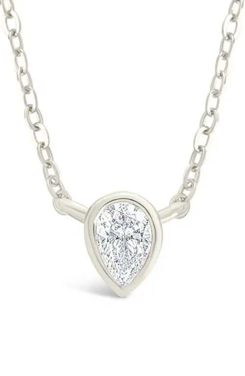 Sterling Forever Pear Cut Cubic Zirconia Pendant Necklace - Silver