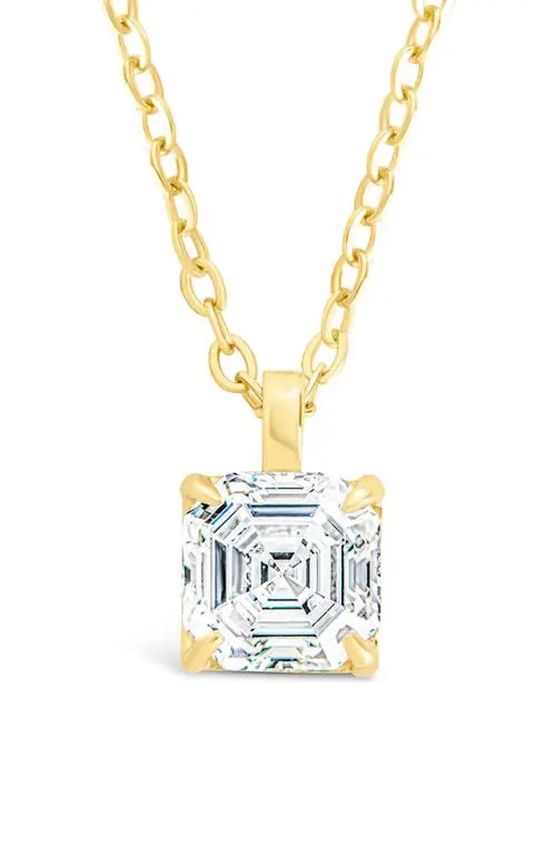 Sterling Forever Asscher Cut Cubic Zirconia Pendant Necklace - Gold