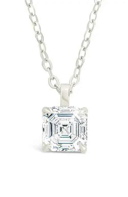 Sterling Forever Asscher Cut Cubic Zirconia Pendant Necklace - Silver