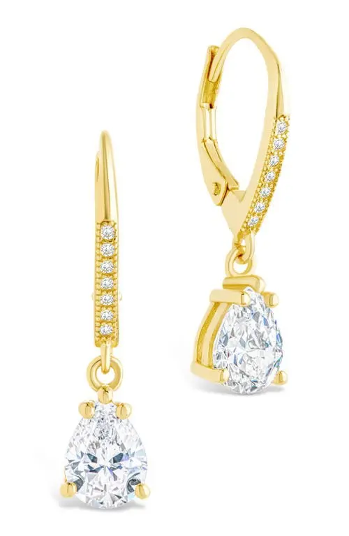 Sterling Forever Angelica Pear Cut Cubic Zirconia Drop Earrings - Gold