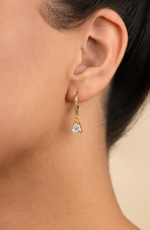 Sterling Forever Angelica Pear Cut Cubic Zirconia Drop Earrings - Gold