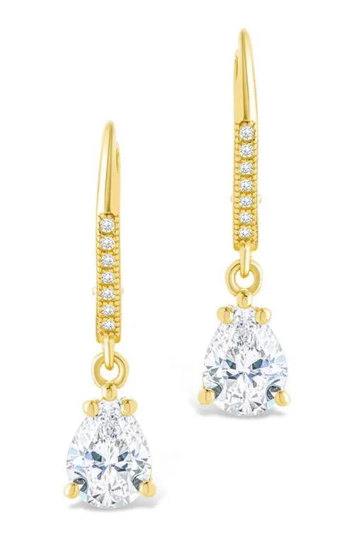 Sterling Forever Angelica Pear Cut Cubic Zirconia Drop Earrings - Gold