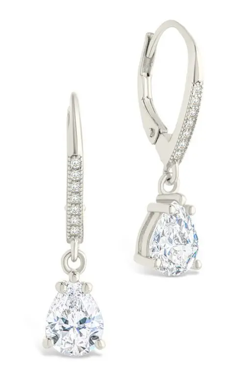 Sterling Forever Angelica Pear Cut Cubic Zirconia Drop Earrings - Silver