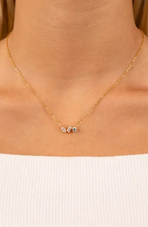 Sterling Forever Trio Cut Cubic Zirconia Pendant Necklace - Gold