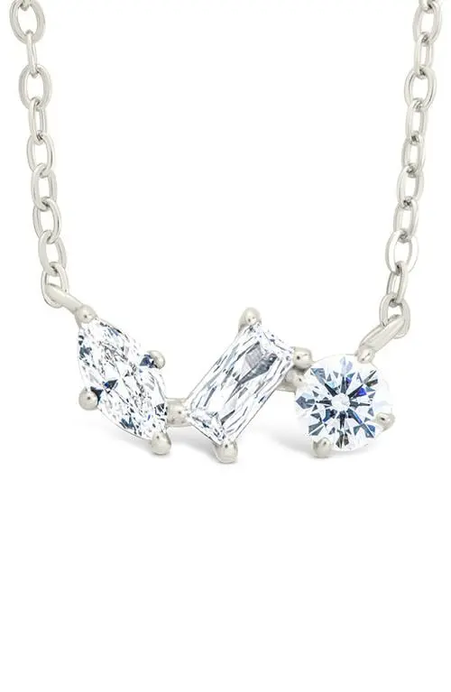 Sterling Forever Trio Cut Cubic Zirconia Pendant Necklace - Silver