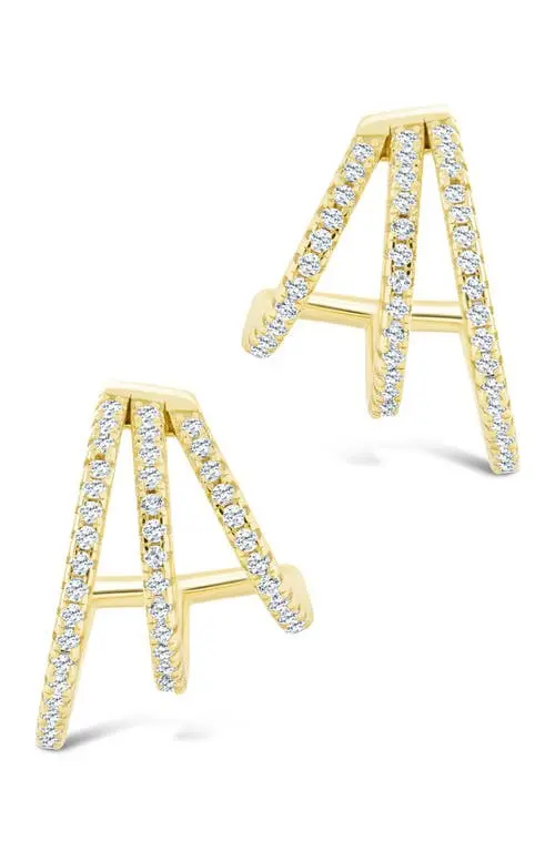 Sterling Forever Cubic Zirconia Triple Hoop Earrings - Gold