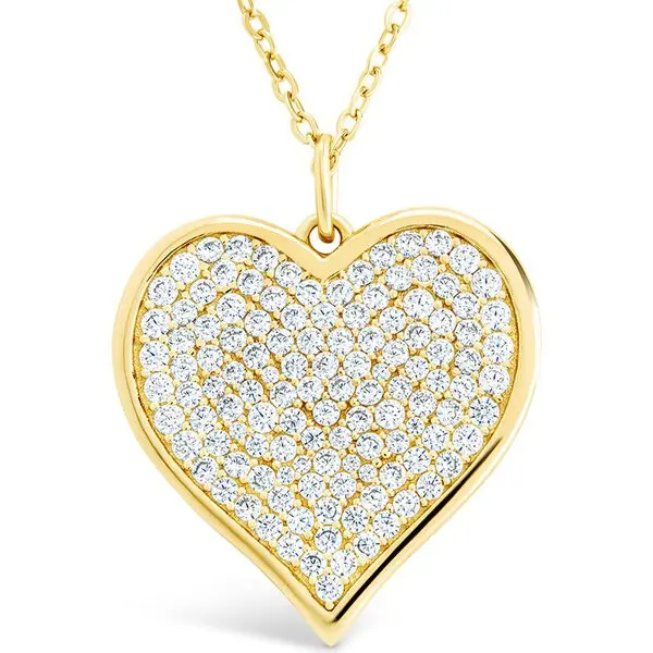 Sterling Forever Cubic Zirconia Heart Pendant Necklace - Gold