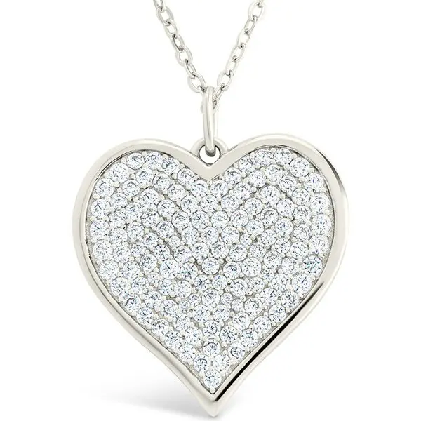Sterling Forever Cubic Zirconia Heart Pendant Necklace - Silver