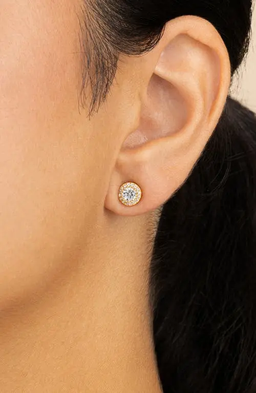 Sterling Forever Round Cut Cubic Zirconia Stud Earrings - Gold