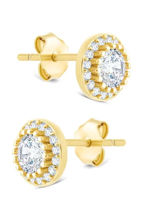 Sterling Forever Round Cut Cubic Zirconia Stud Earrings - Gold