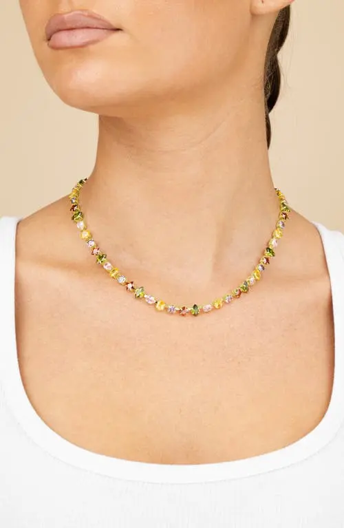 Sterling Forever Colorburst Cubic Zirconia Tennis Necklace