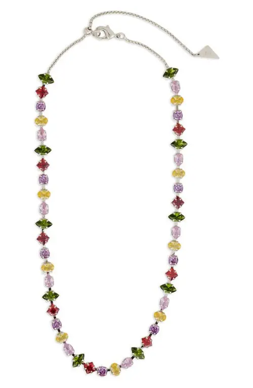 Sterling Forever Colorburst Cubic Zirconia Tennis Necklace - Silver
