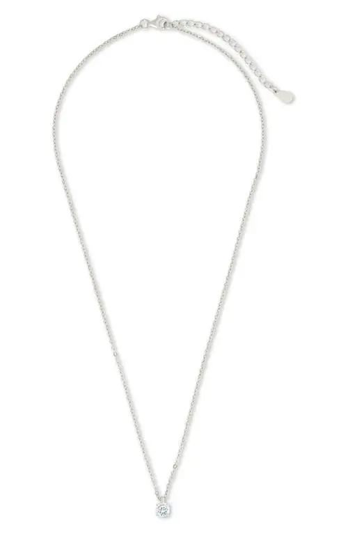 Sterling Forever Round Cubic Zirconia Pendant Necklace - Silver