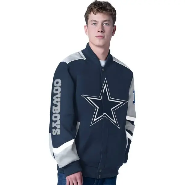 G-III SPORTS BY CARL BANKS Dallas Cowboys Prime Time Full-zip Racing Jacket - Navy