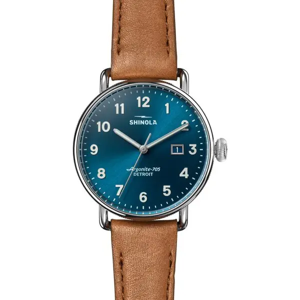 Shinola Canfield Leather Strap Watch - Astro Blue