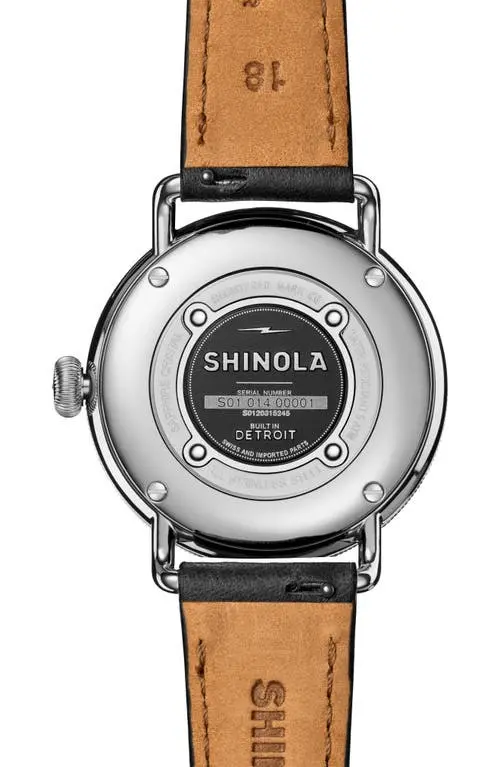 Shinola Canfield Leather Strap Watch - Black