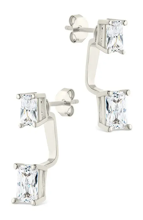 Sterling Forever Cubic Zirconia Front/back Drop Earrings - Silver