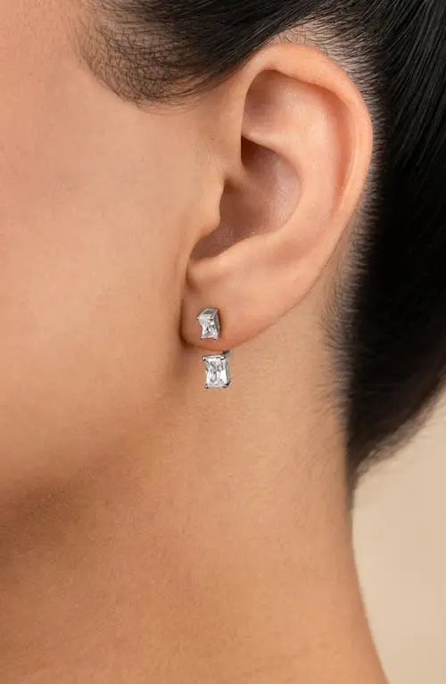 Sterling Forever Cubic Zirconia Front/back Drop Earrings - Silver