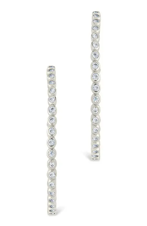 Sterling Forever Bezel Cubic Zirconia Hoop Earrings - Silver