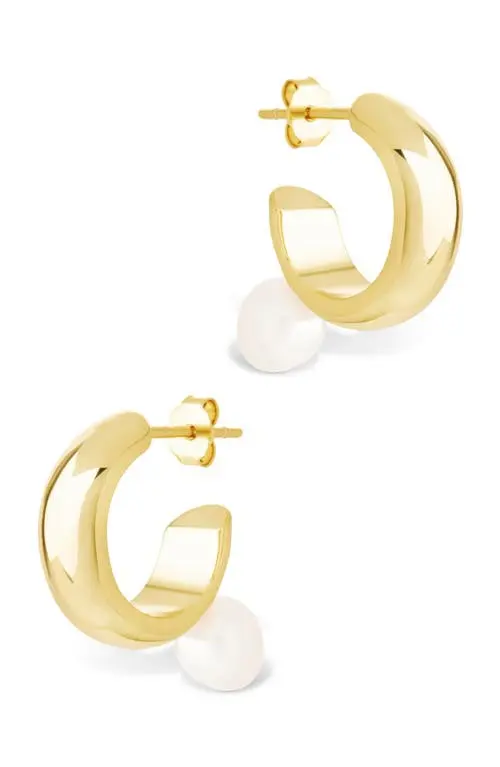 Sterling Forever Micki Cultured Pearl Drop Hoop Earrings - Gold