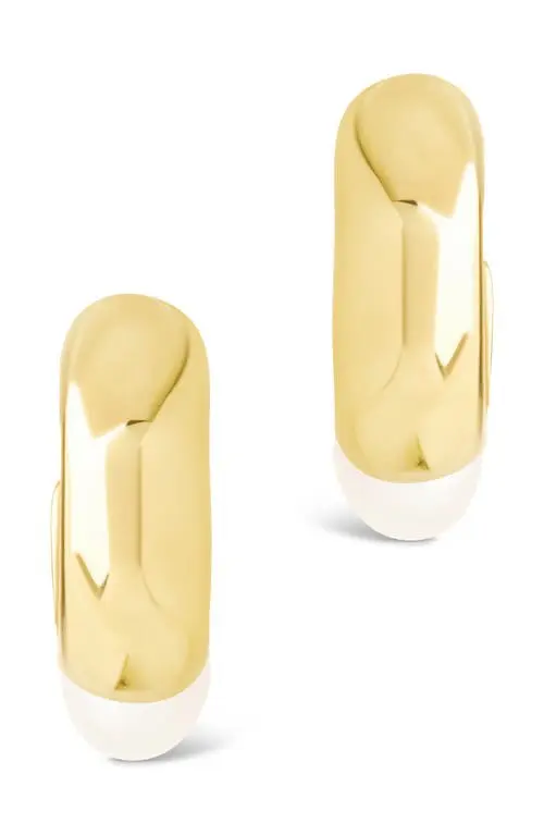 Sterling Forever Micki Cultured Pearl Drop Hoop Earrings - Gold