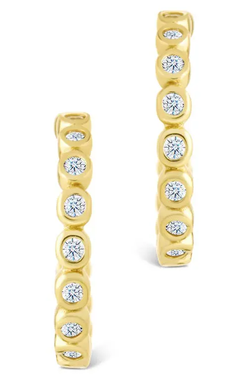 Sterling Forever Bezel Hoop Earrings - Gold