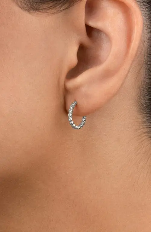 Sterling Forever Bezel Hoop Earrings - Silver