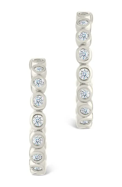 Sterling Forever Bezel Hoop Earrings - Silver