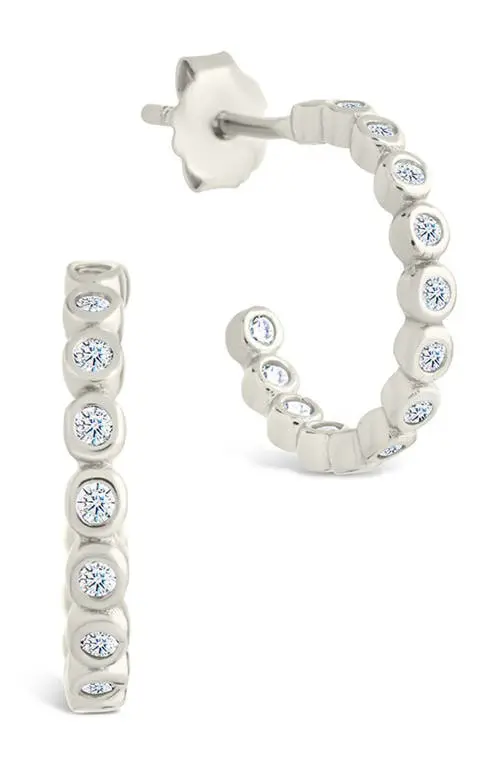 Sterling Forever Bezel Hoop Earrings - Silver