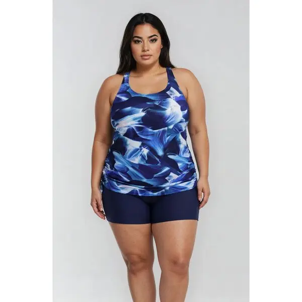 CALYPSA Tankini And Swim Shorts Set - Navy Wave