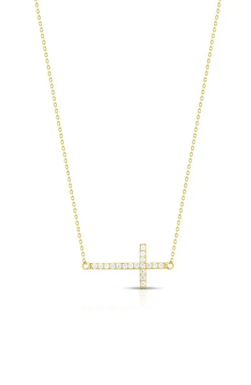 GLAZE JEWELRY Sterling Silver Sideways Cross Necklace - Gold