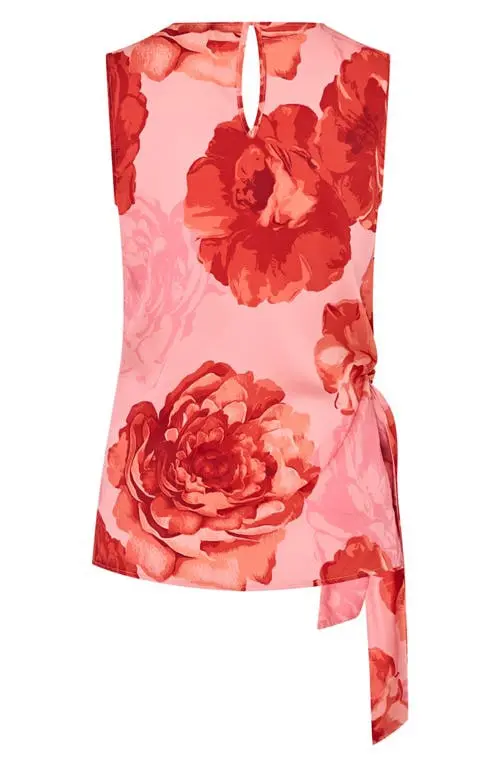 MILLY Floral Print Drape Sleeveless Top