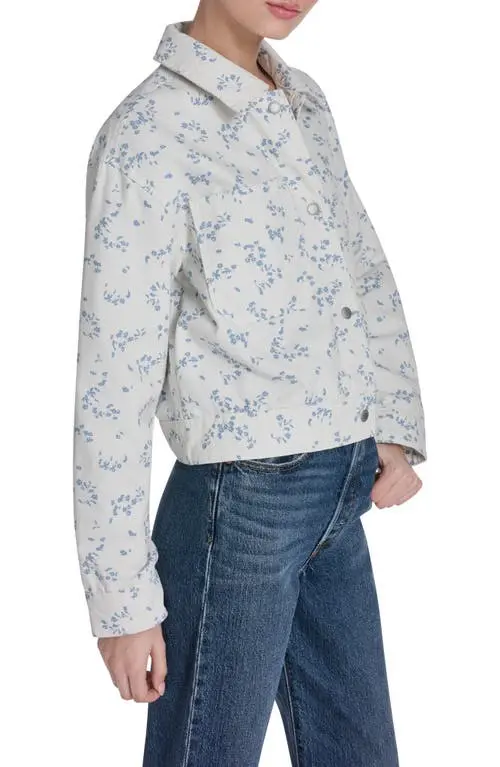 LEVI'S Floral Print Shirt Jacket - White Blue Ditsy Floral