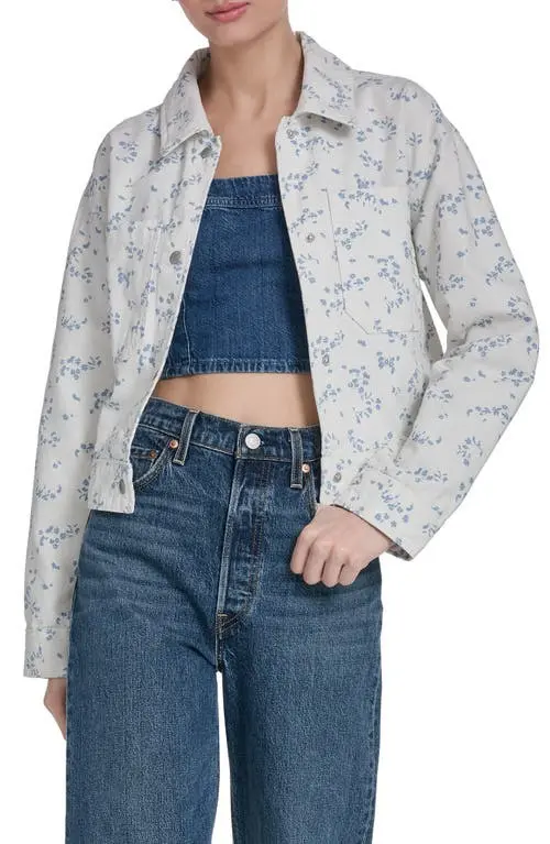LEVI'S Floral Print Shirt Jacket - White Blue Ditsy Floral
