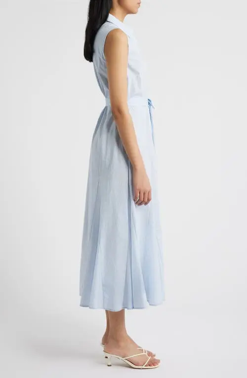 CECE DUPRAZ Pinstripe Button-up Midi Shirtdress