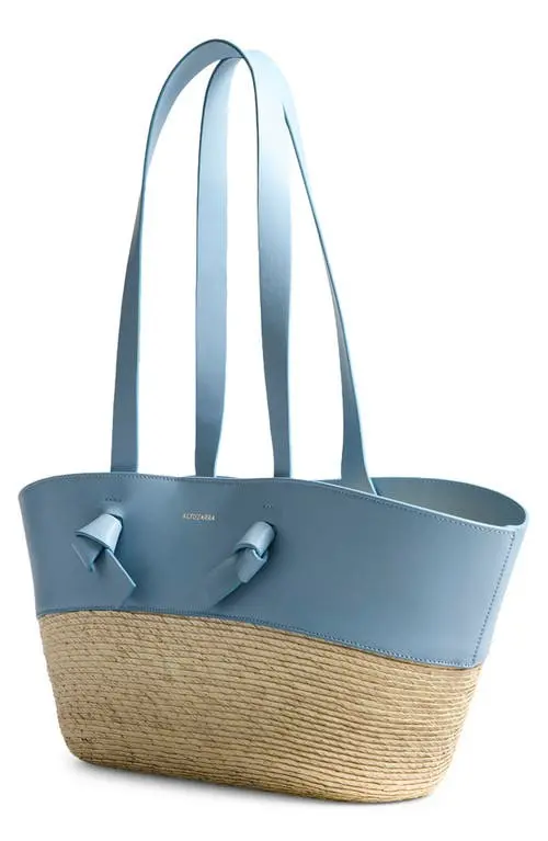 Altuzarra Knot Leather & Straw Basket Tote - Danube
