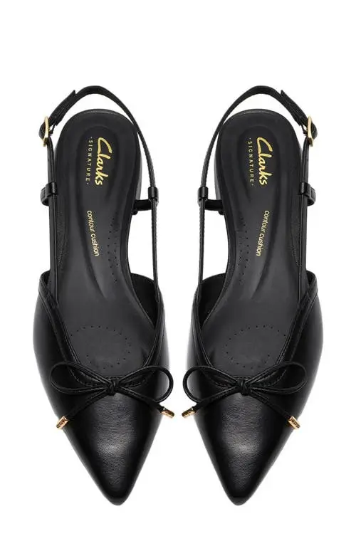 Clarks Sensa Bow Slingback Flat - Black Leather