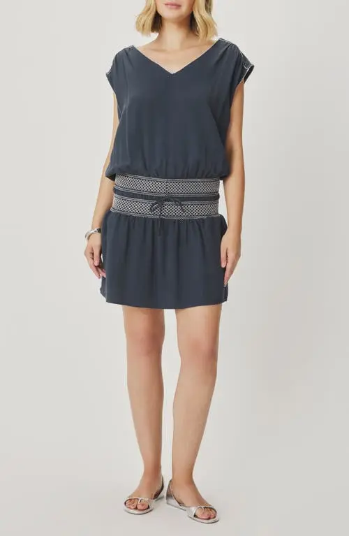 Splendid Ginger Smocked Mini Dress - Mood Indigo Blue
