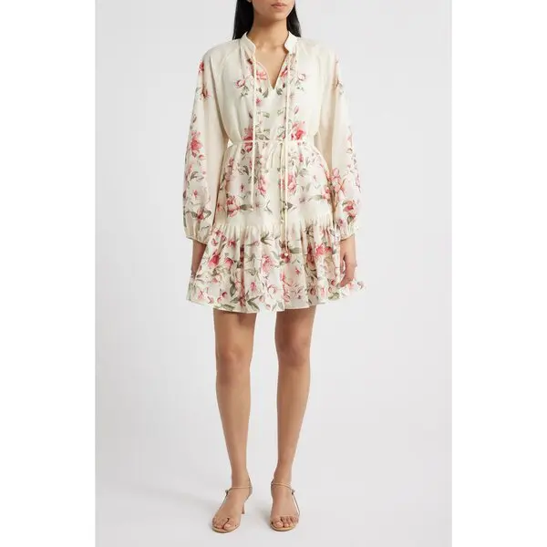 Sam Edelman Floral Print Long Sleeve Dress - Ivory Multi